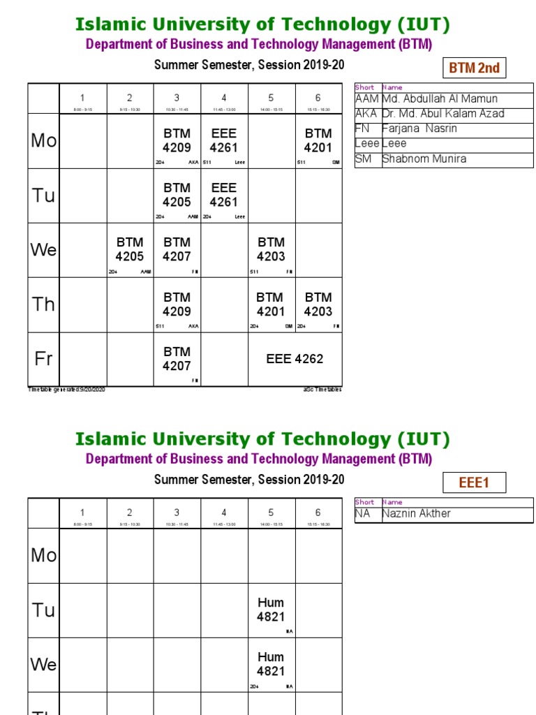 Mo Tu: Islamic University of Technology (IUT) | PDF