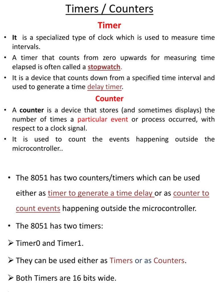 Timers Counters In 8051 Pdf Timer Electronic Circuits