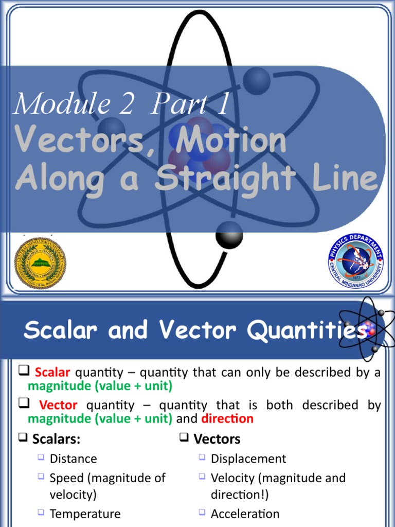 Module 2 Part 1: Vectors, Motion Along A Straight Line | PDF ...