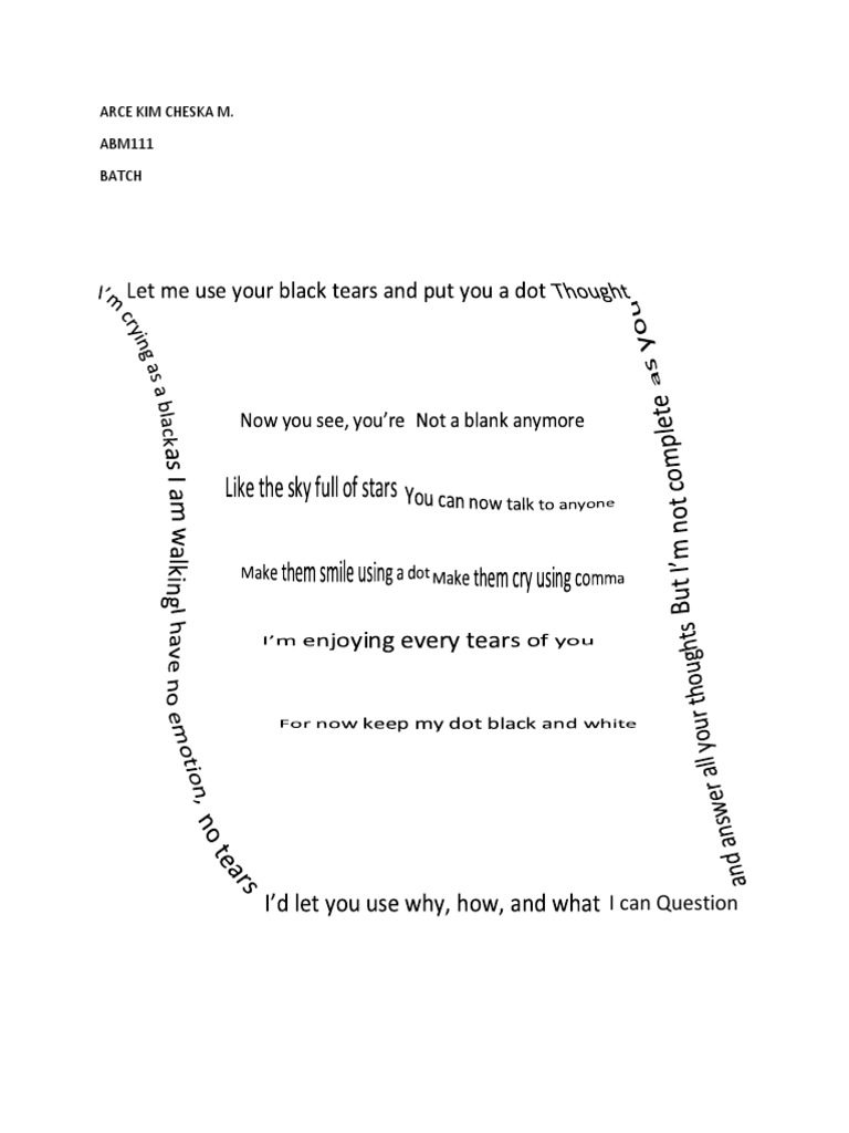 Arce Kim Cheska M. ABM111 Batch: I Can Question | PDF