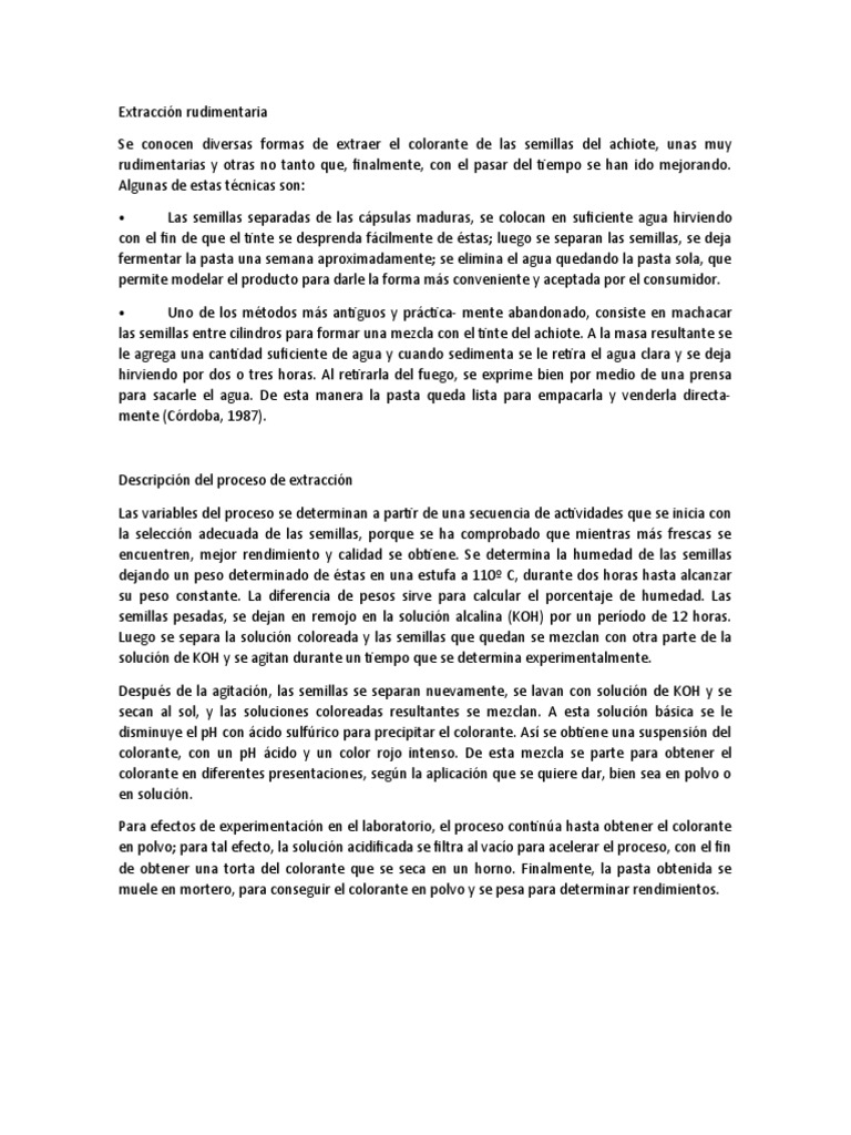 Extracción Rudimentaria | PDF | Pasta | Agua