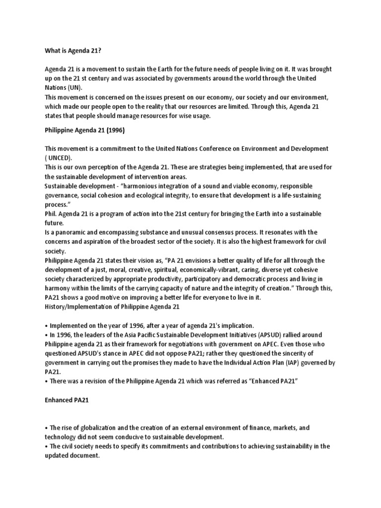 What Is Agenda 21 | PDF | Sustainability | Sustainable Development