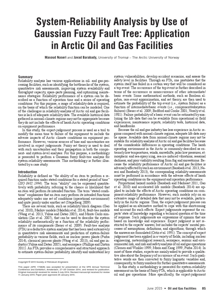 System-Reliability Analysis by Use of Gaussian Fuzzy Fault Tree: Application in Arctic Oil and ...