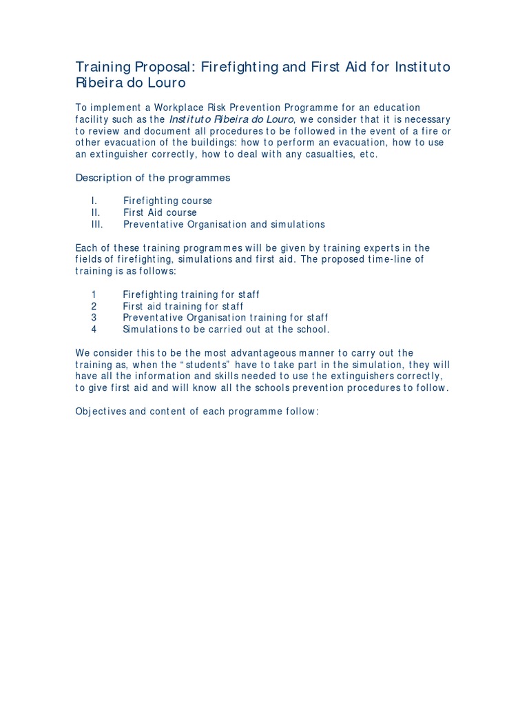 Training Proposal DEF | PDF | First Aid | Firefighting