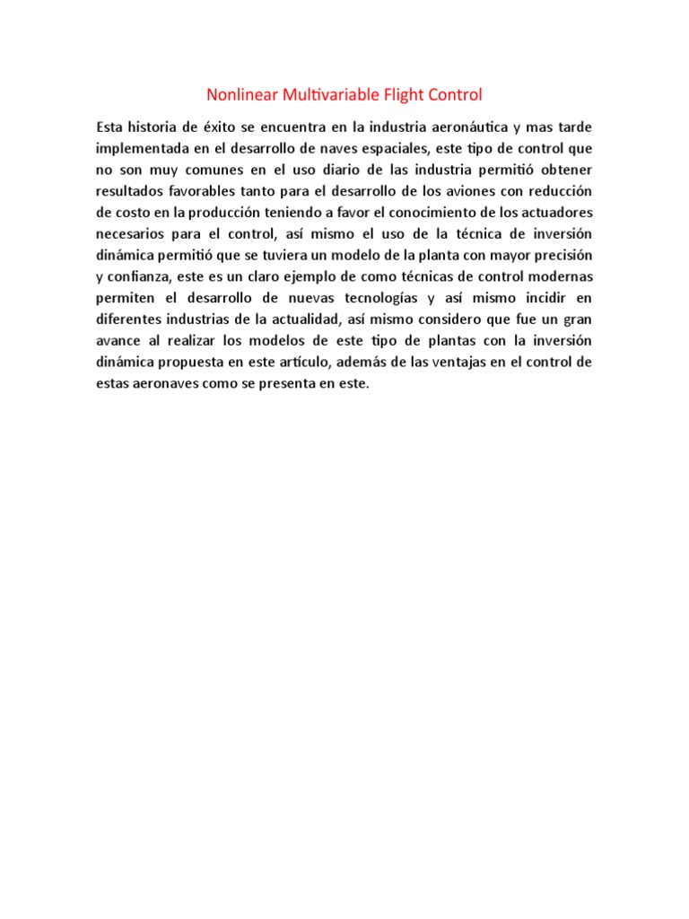 Control No Lineal en Aeronáutica | PDF