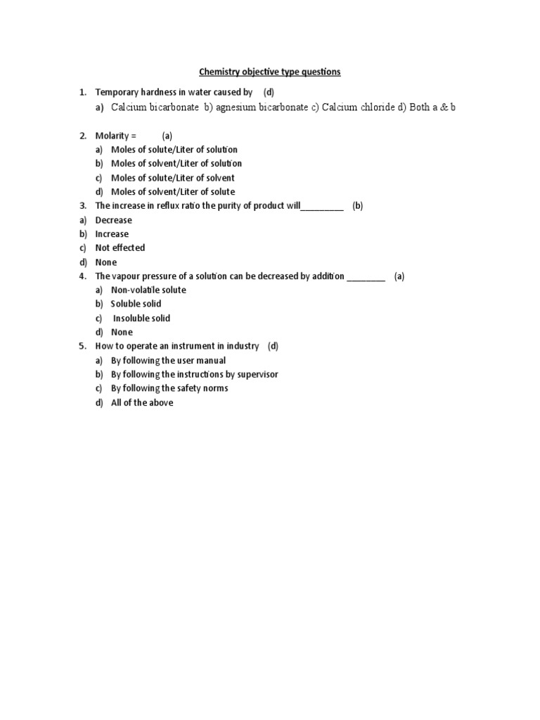 Chemistry Questions | PDF