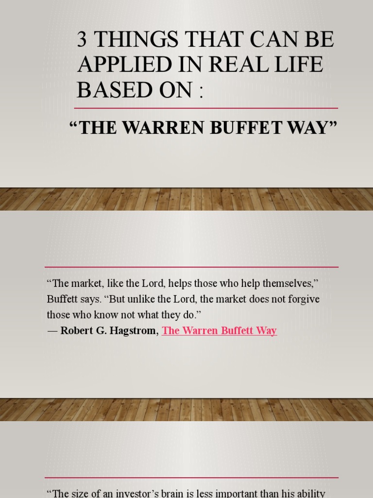 3 Things That Can Be Applied in Real Life Based On:: "The Warren Buffet ...