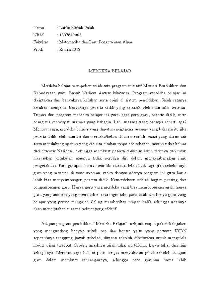 Esai Merdeka Belajar | PDF