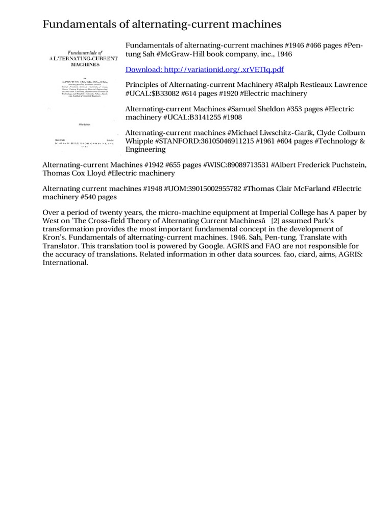 Fundamentals of Alternating-Current Machines | PDF