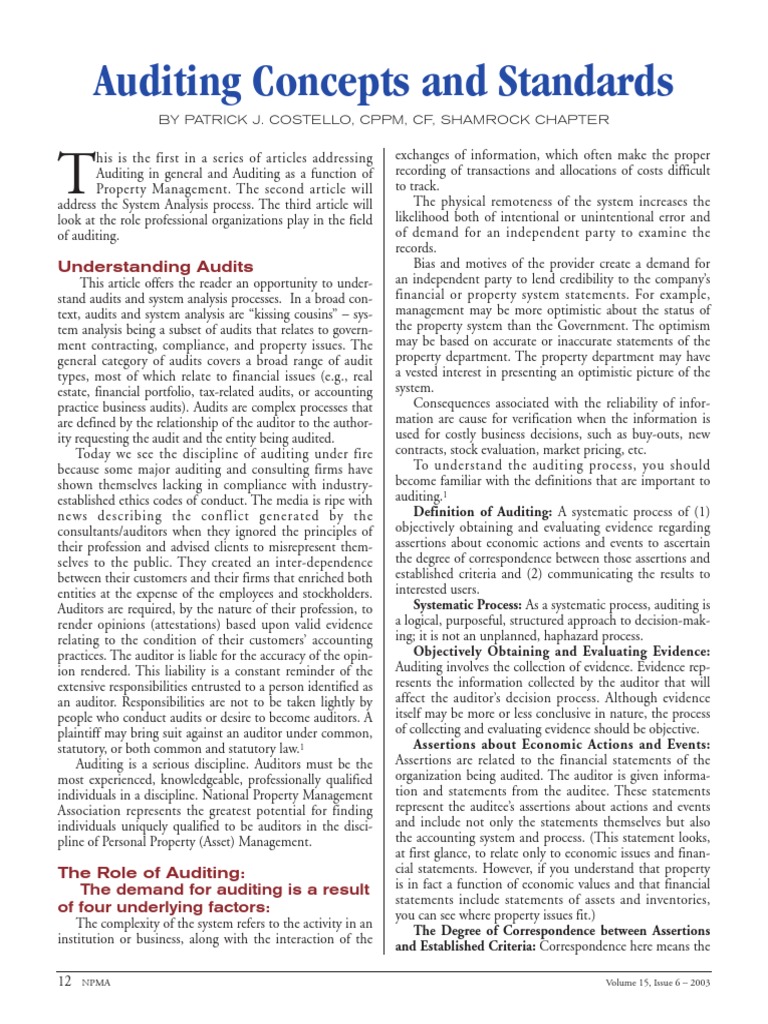 Auditing Concepts and Standards: Understanding Audits | PDF | Internal ...