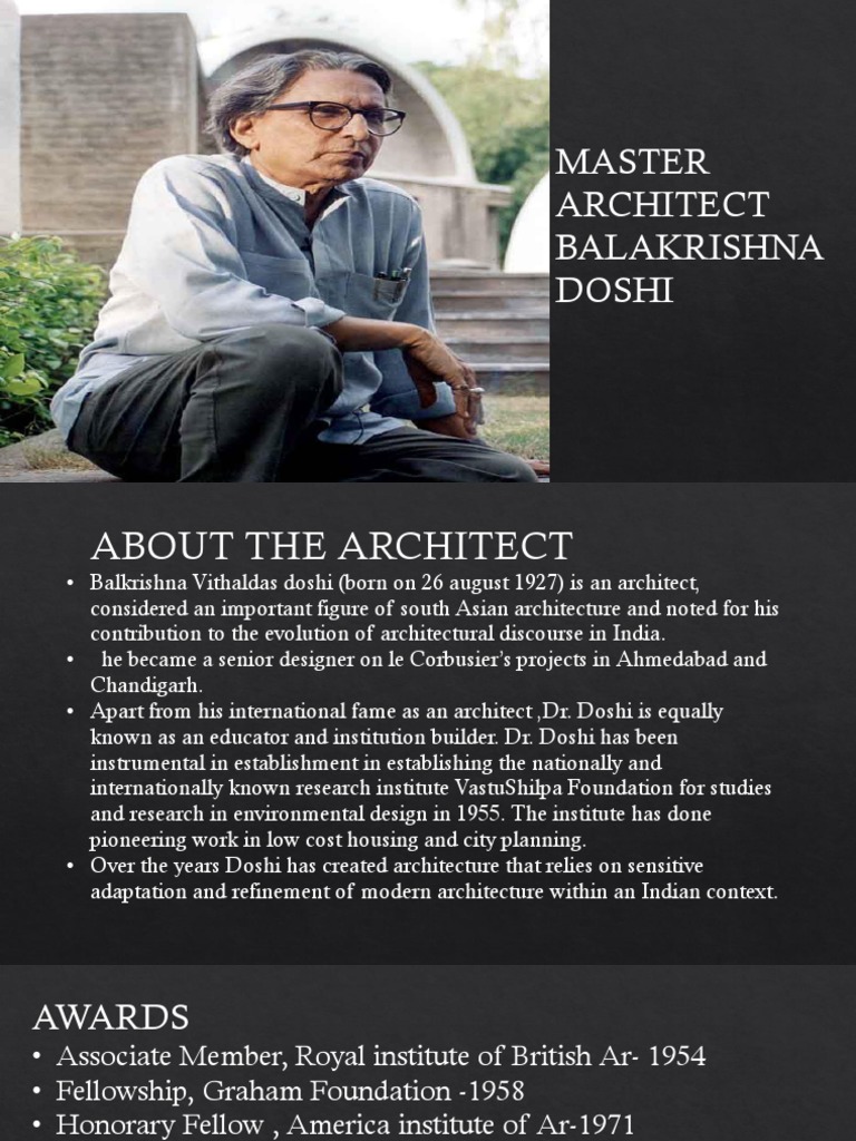 Master Architect B V Doshi PDF | PDF | Architectural Design | Architecture