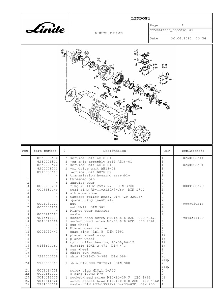 Wheel Drive Assembly Parts List and Replacement Guide | PDF | Screw | Axle