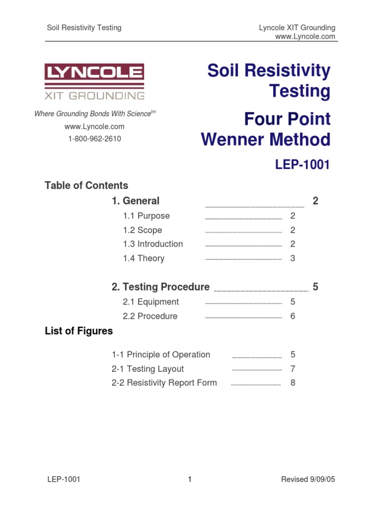 Wenner Four Point Soil Resistivity Test | PDF | Electrical Resistivity ...