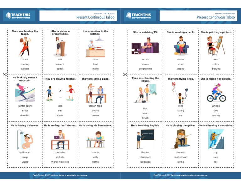 Taboo Present Continuous | PDF | English As A Second Or Foreign Language | Foods