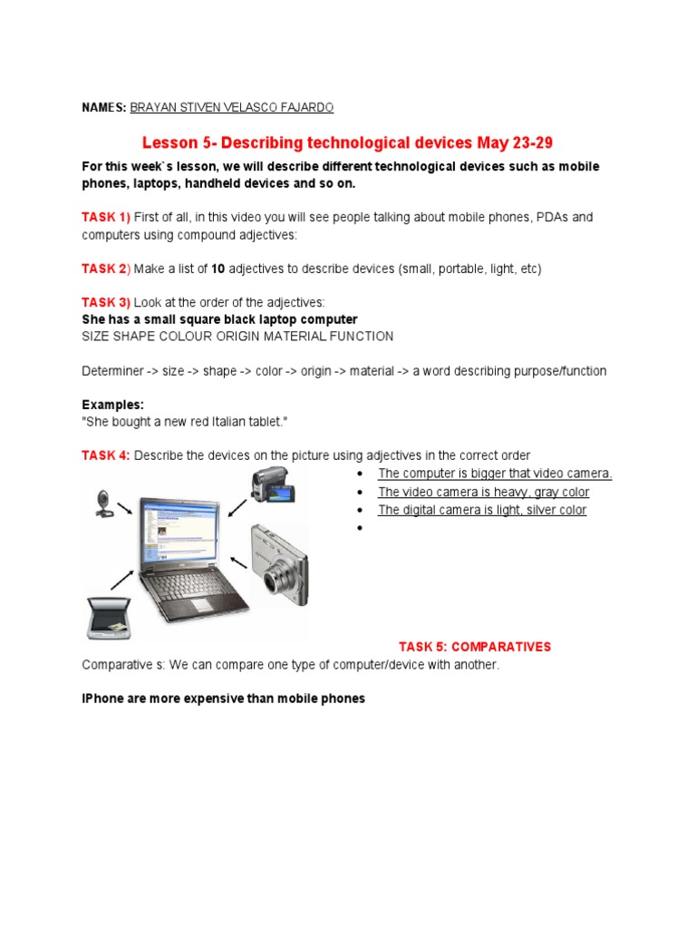 Describing Technological Devices: A Lesson on Using Adjectives ...