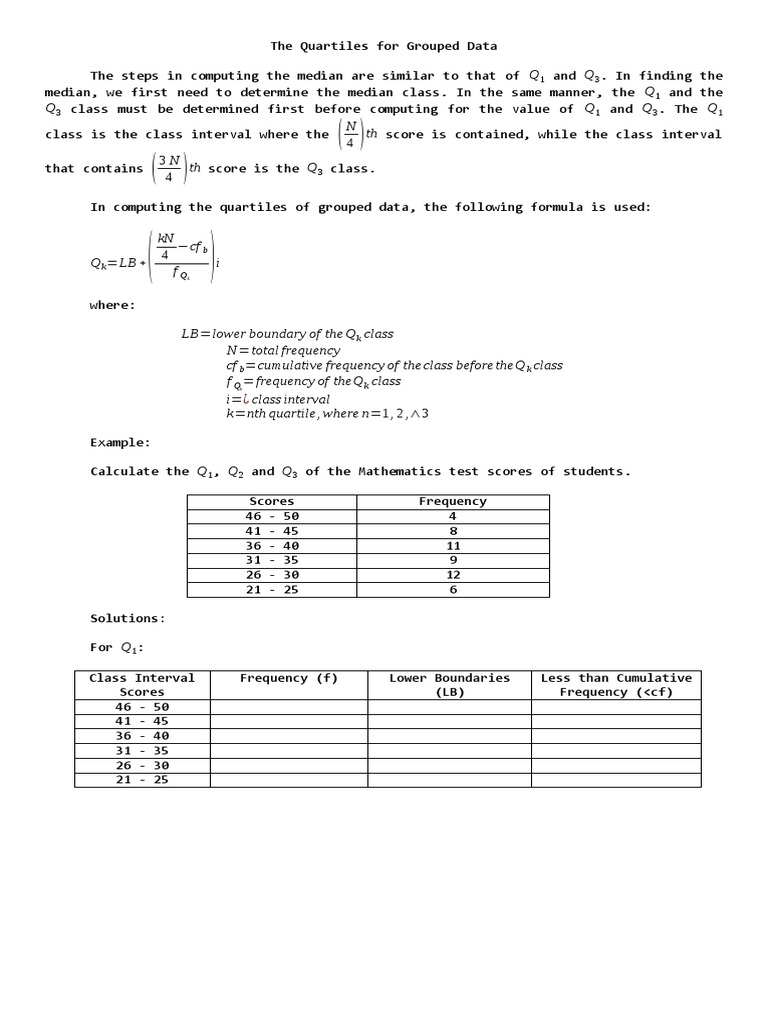 Lecture - Quartiles For Grouped Data | PDF
