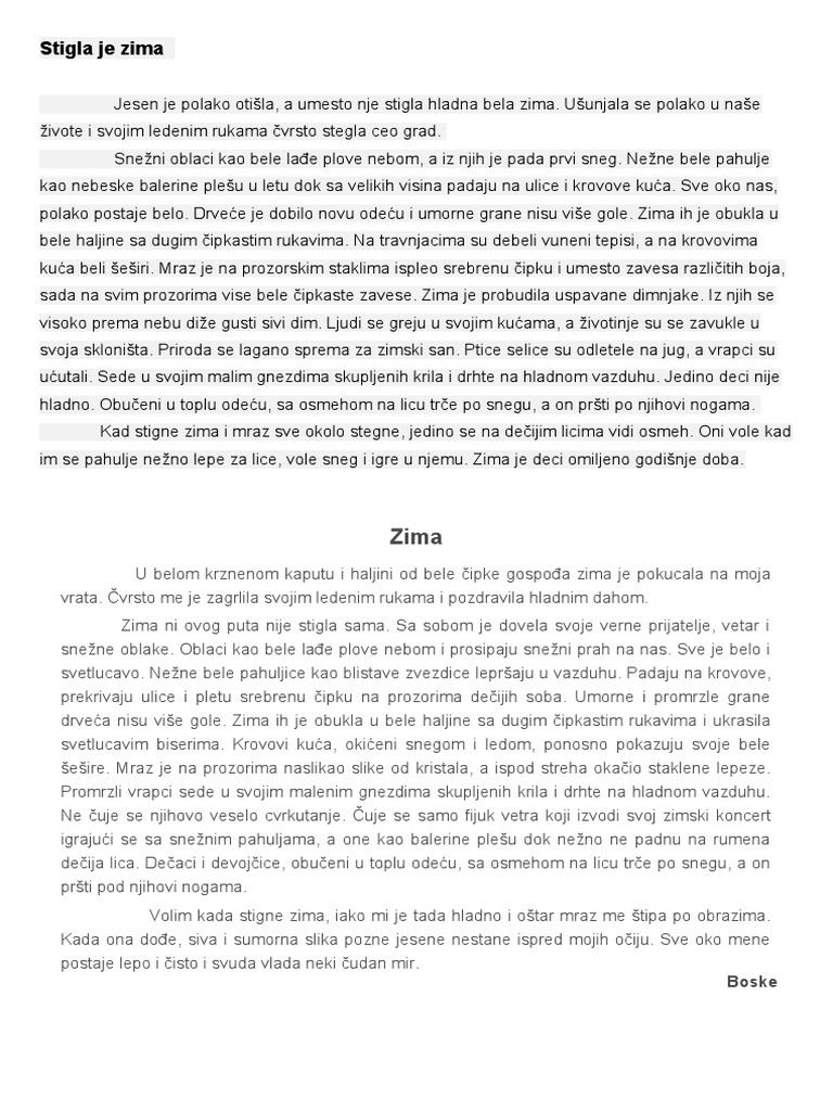 Sastavi o Zimi | PDF