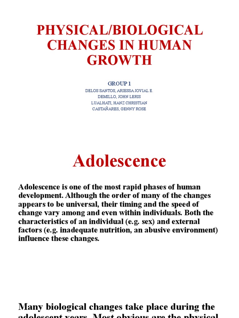 Physical/Biological Changes in Human Growth: Group 1 | PDF | Puberty ...