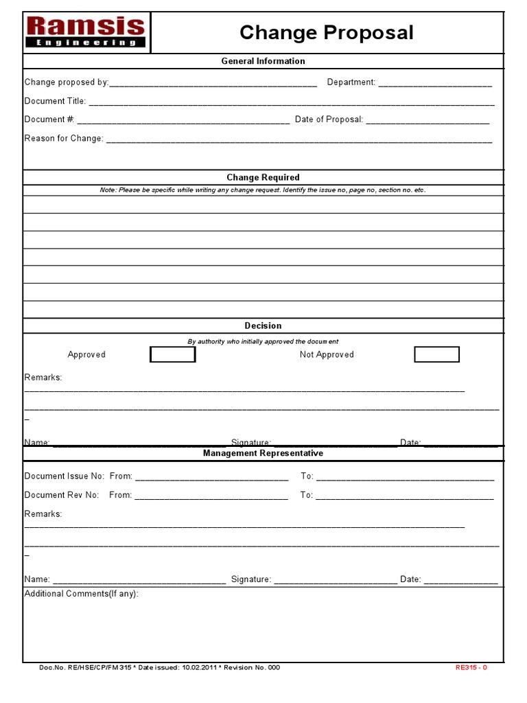 Document Change Proposal Template | PDF