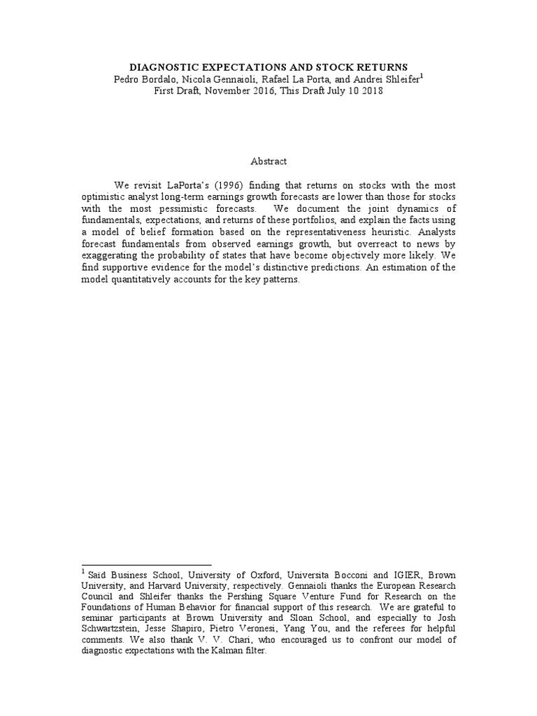 Diagnostic Expectations Bgls - July10 | PDF | Representativeness ...