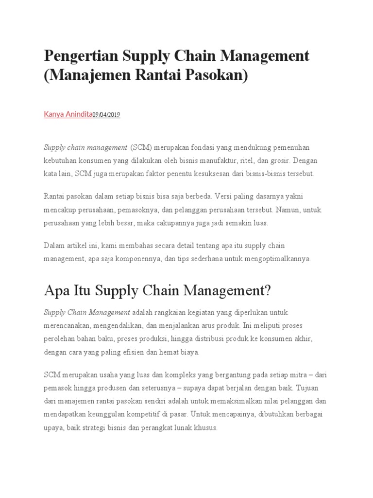 Optimalkan Supply Chain Management | PDF