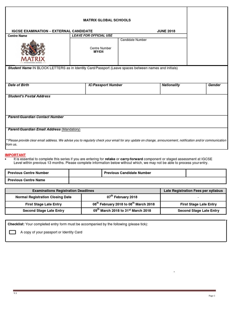 IGCSE Private Candidate Registration 2025 | PDF | Test/Examination
