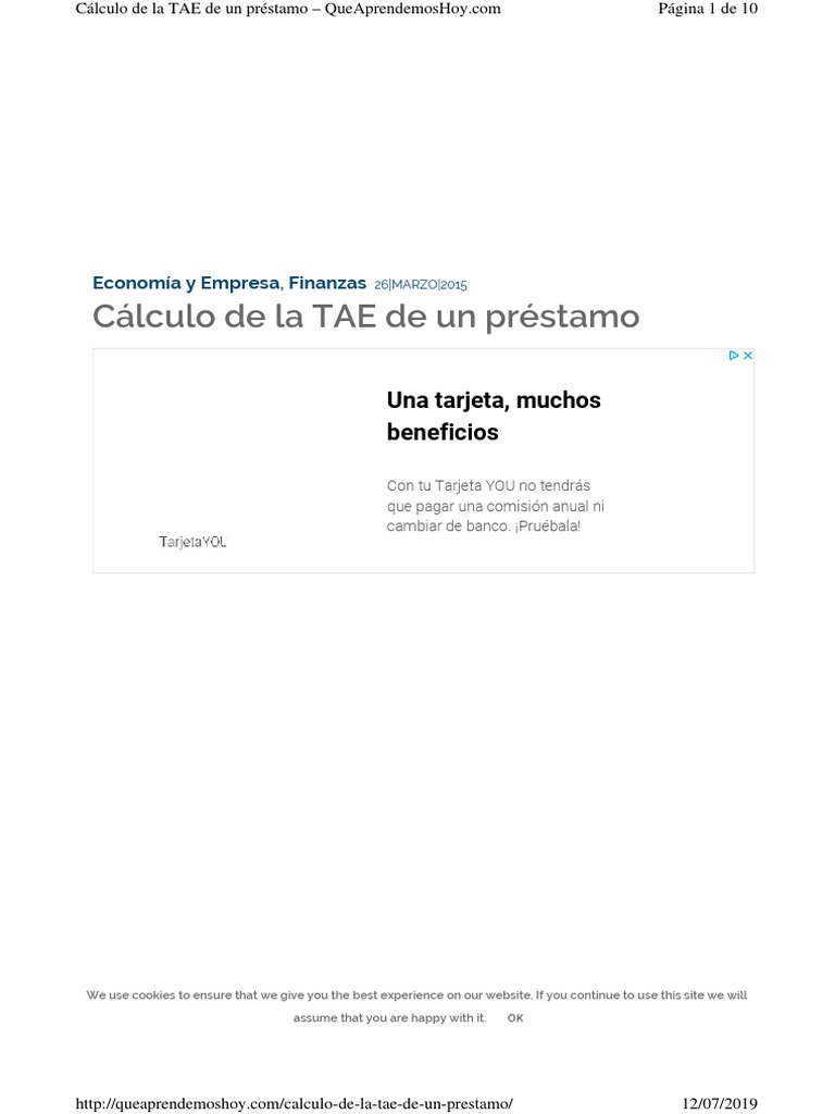 TAE Calculo Españax | PDF | Tasa de porcentaje anual | Interés