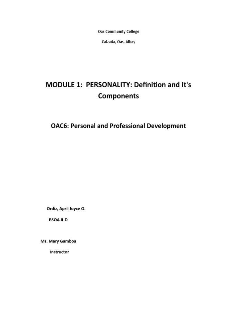 Personality and Professional Development | Download Free PDF | Attitude ...