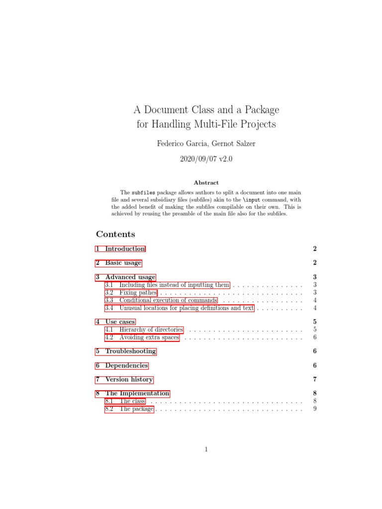 A Document Class and A Package For Handling Multi-File Projects | PDF ...