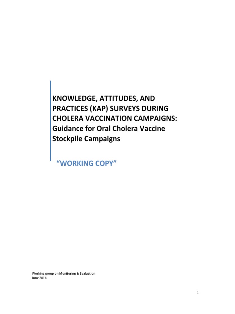 Knowledge, Attitudes, and Practices (Kap) Surveys During Cholera Vaccination Campaigns: Guidance ...