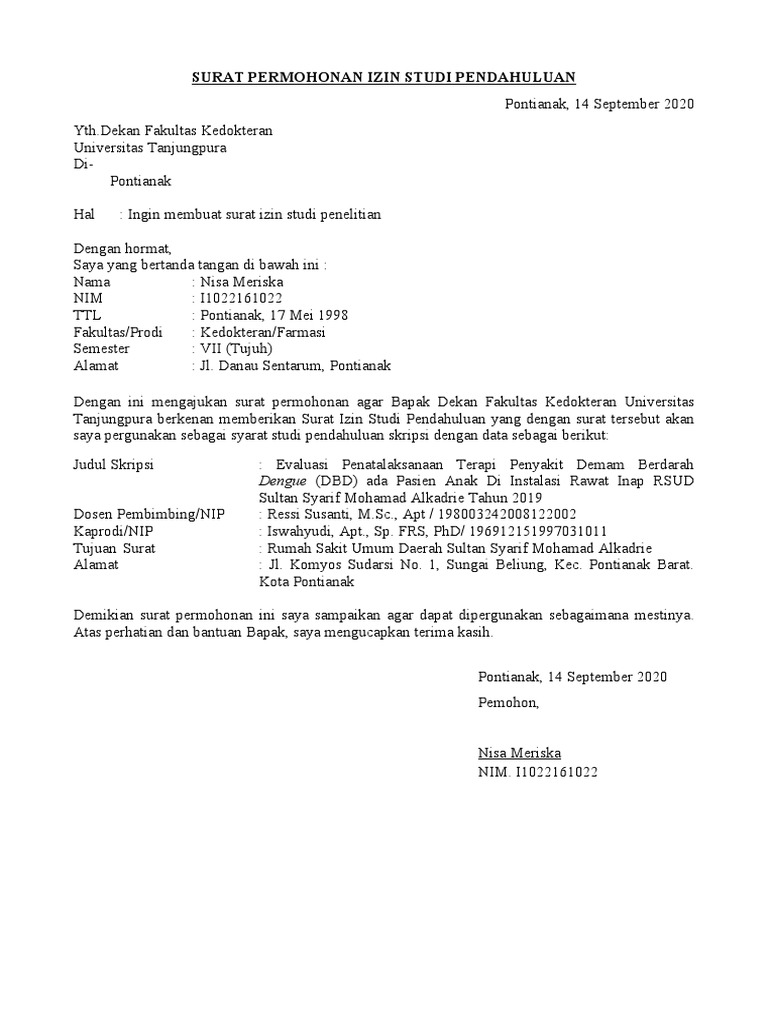 Surat Permohonan Izin Penelitian | PDF