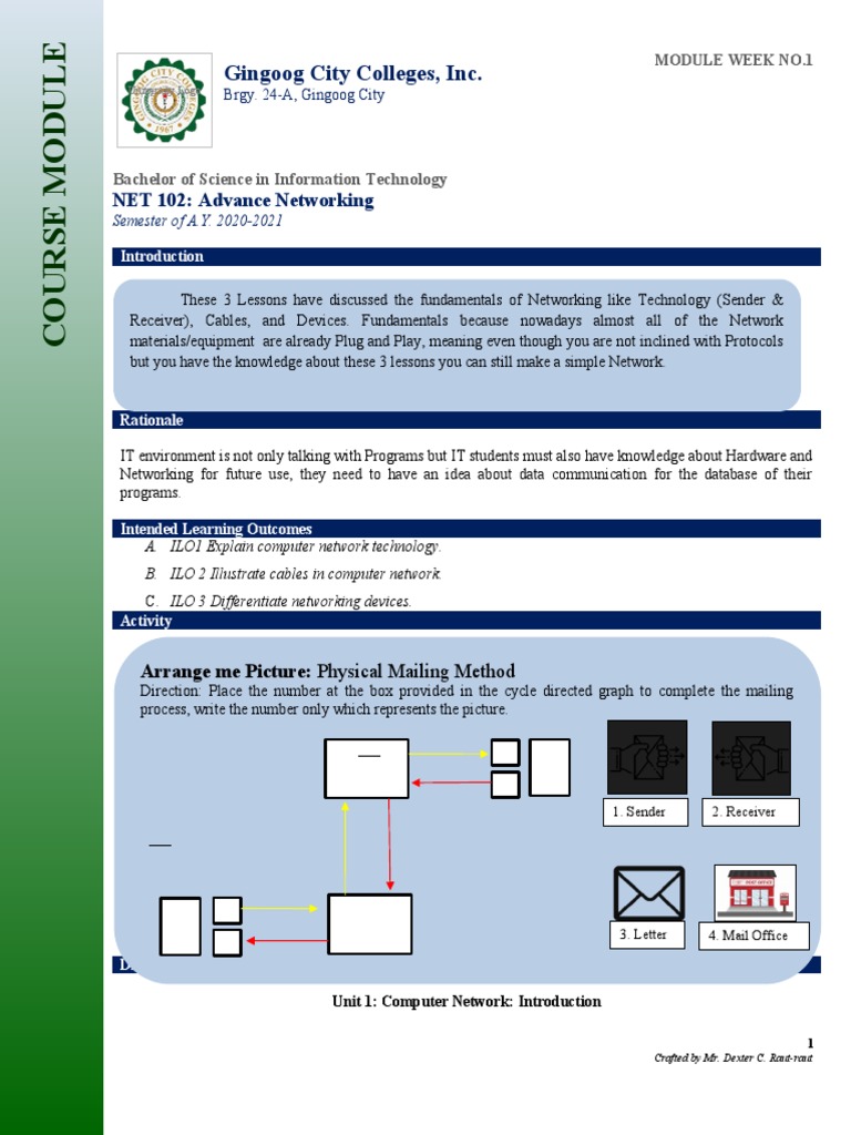 Course Module NET 102 Week 1 | PDF | Computer Network | Wide Area Network