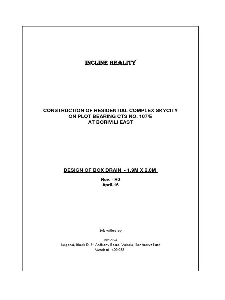 Oberoi Nallah Design Report PDF | PDF | Bending | Economic Sectors