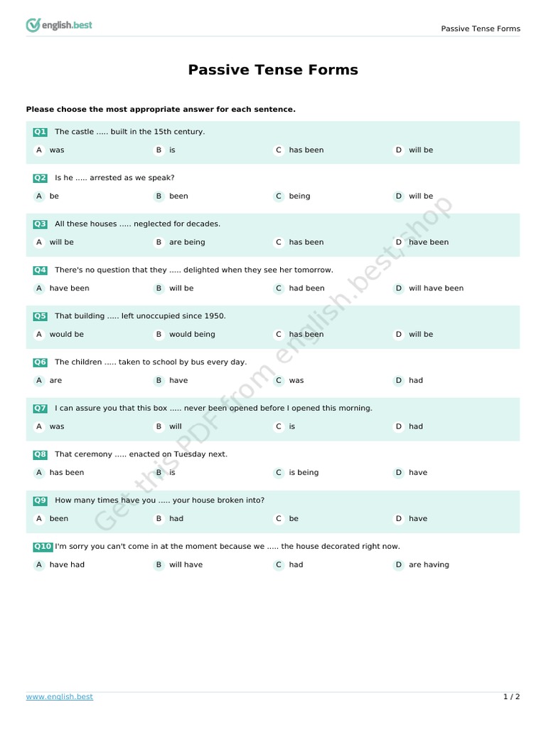 Englishbest Passive Tense Forms | PDF