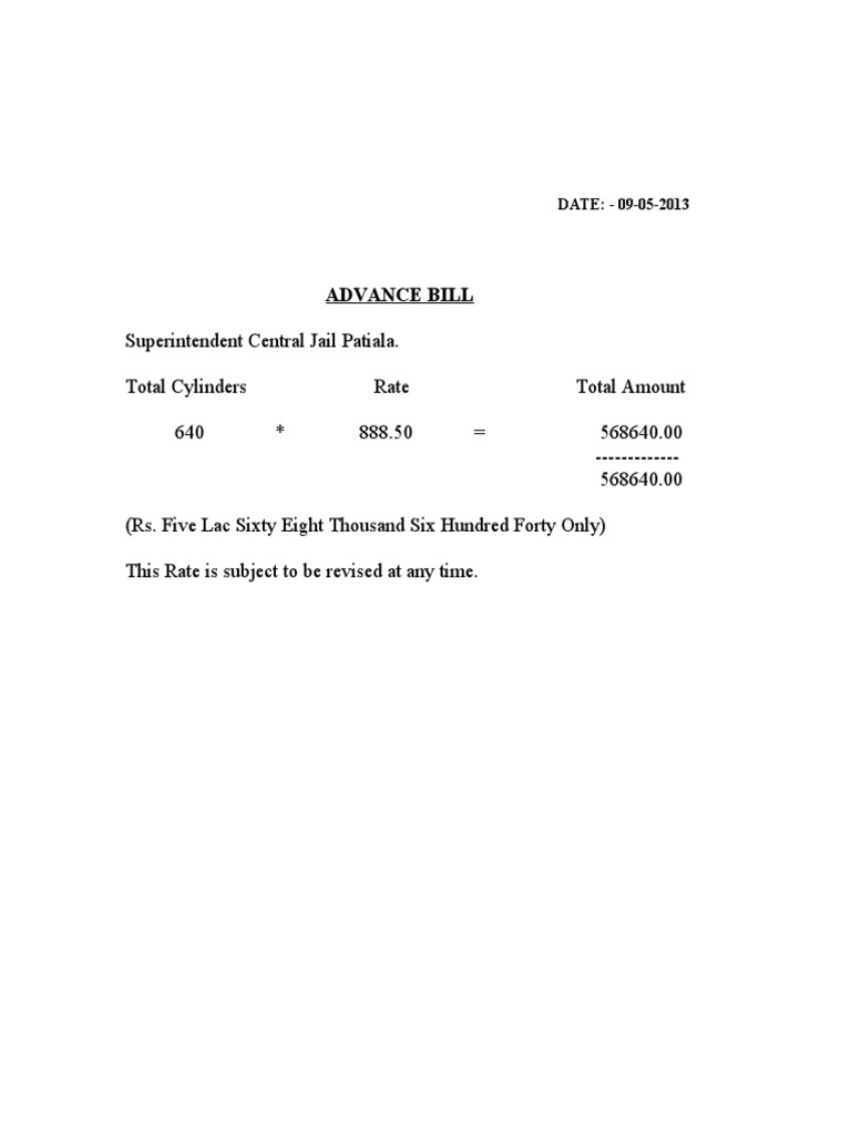 Advance Bill | PDF