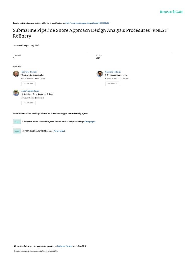 Submarine Pipeline Shore Approach Design Analysis Procedures-RNEST ...
