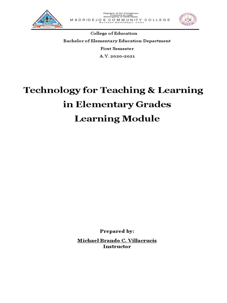 Technology For Teaching & Learning in Elementary Grades Learning Module ...