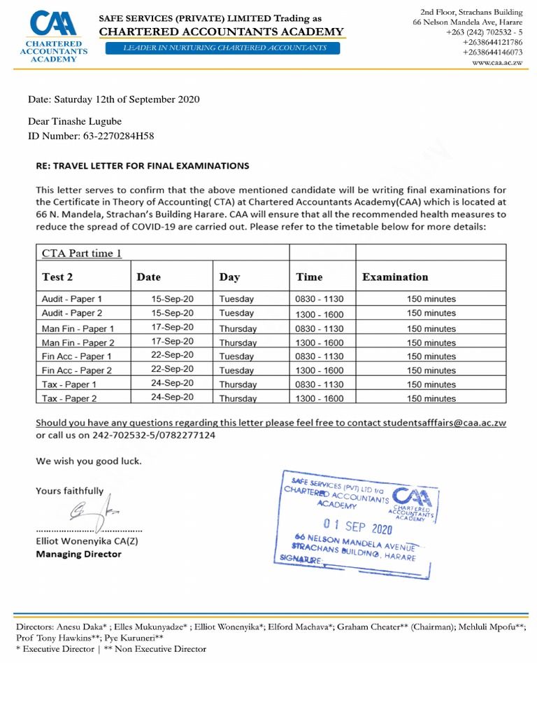 Chartered Accountants Academy: Date: Saturday 12th of September 2020 ...