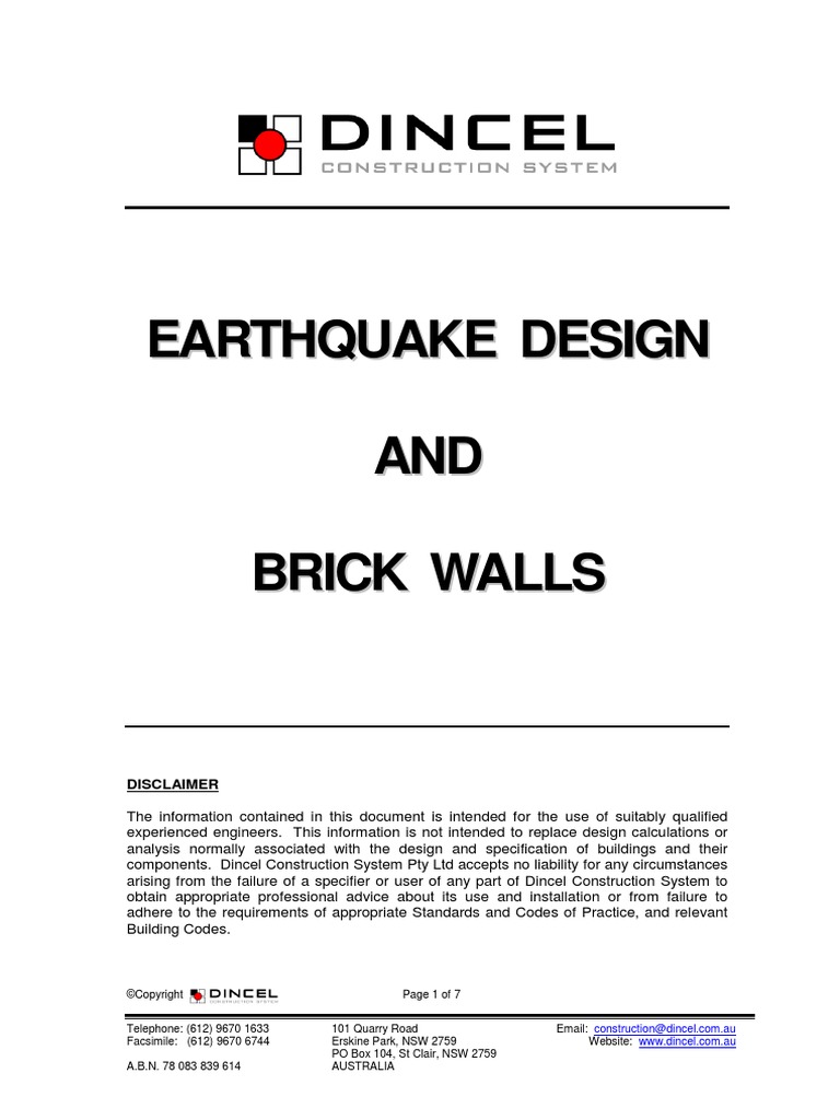 Earthquake Design and Brick Walls | PDF | Wall | Brick