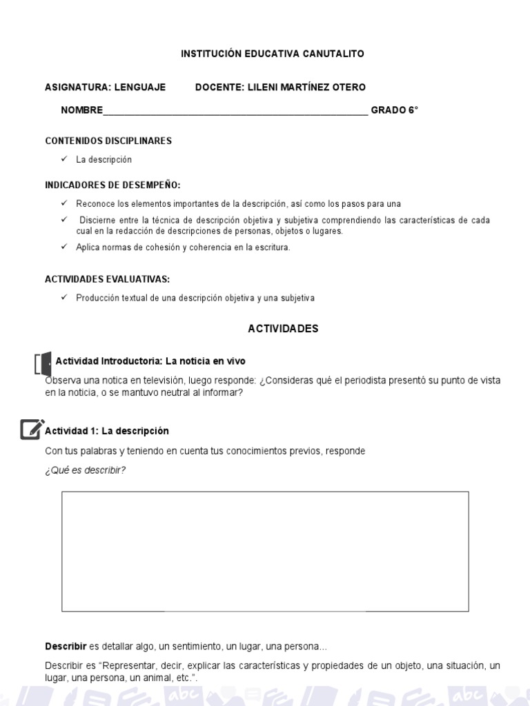 Actividades de Descripción Objetiva y Subjetiva | PDF | Navidad ...