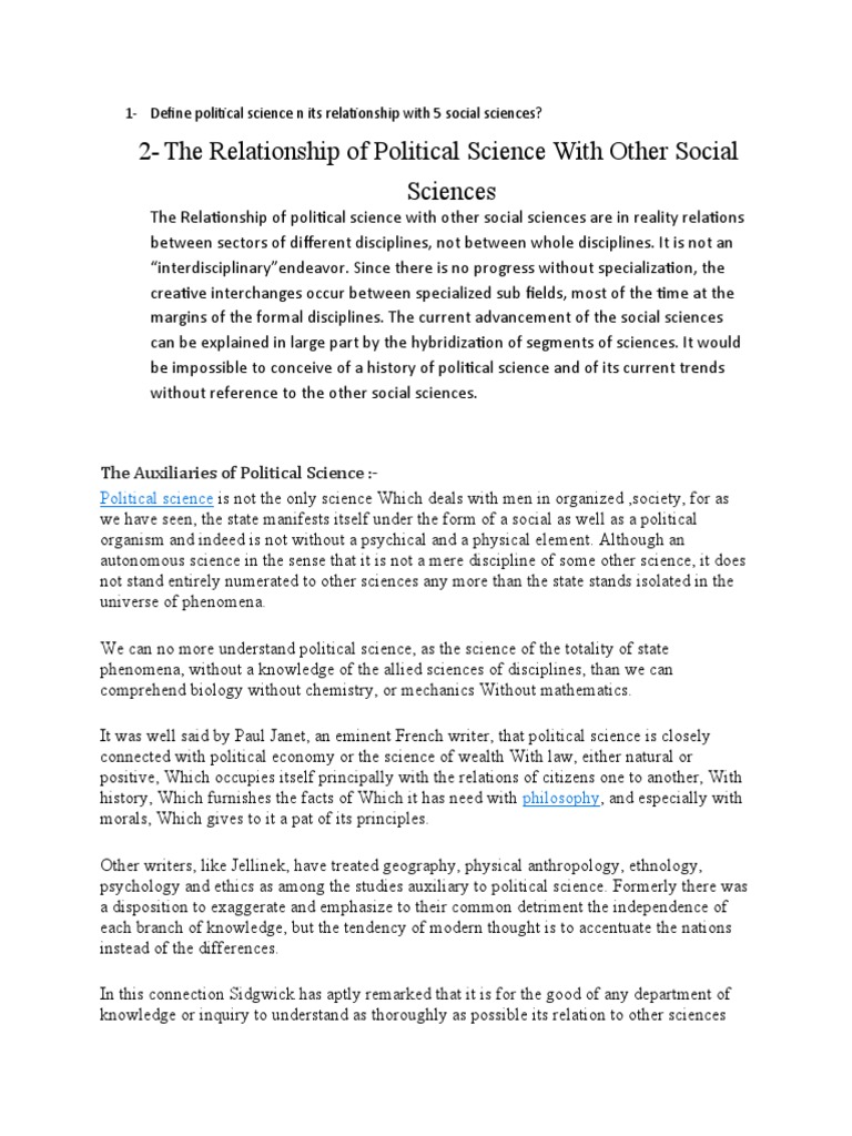 2-The Relationship of Political Science With Other Social Sciences ...