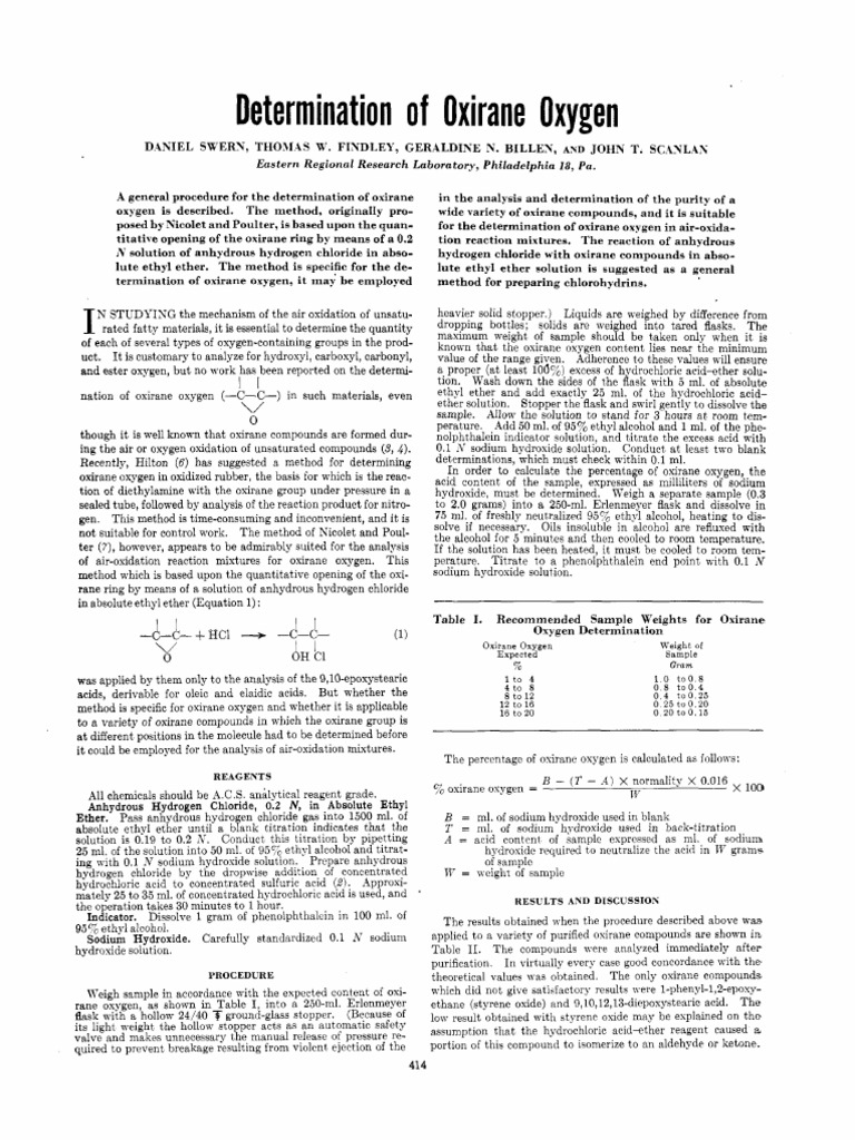 Determination of Oxirane Oxygen | PDF | Hydrochloric Acid | Hydroxide