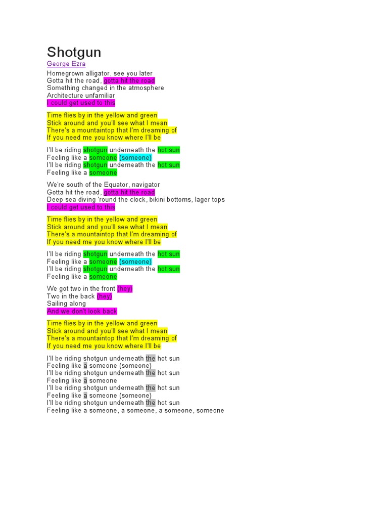 Shotgun Lyrics | PDF