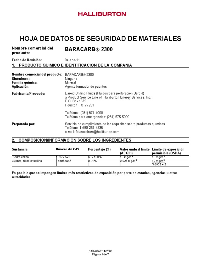 Baracarb 2300 | PDF | Química | Productos quimicos
