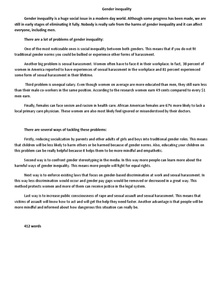 Gender Inequality (Essay) | Download Free PDF | Gender Inequality ...