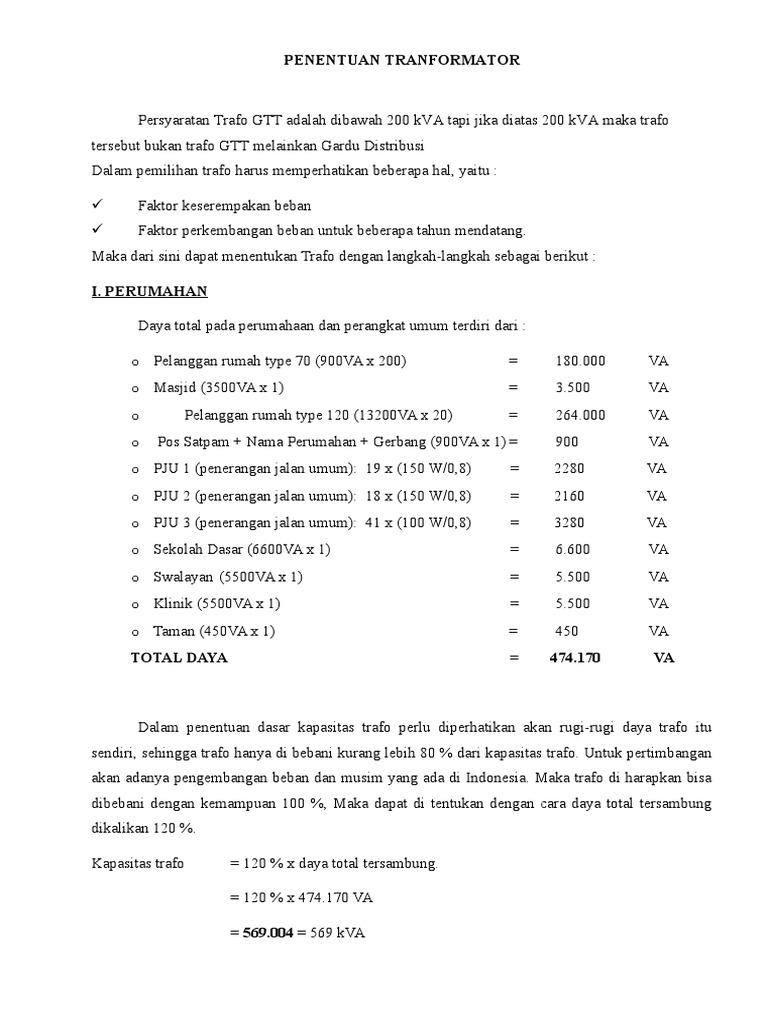 1.pemilihan Trafo | PDF