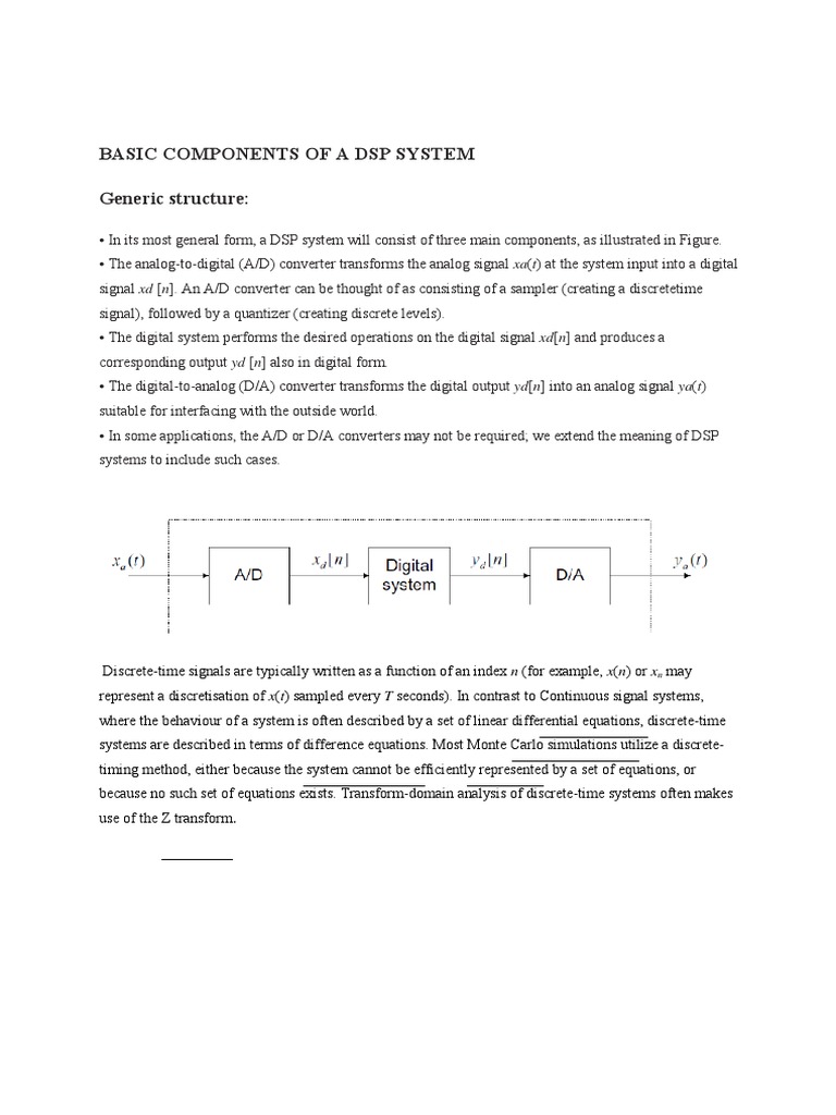 Basic Components of A DSP System Generic Structure | PDF | Digital ...