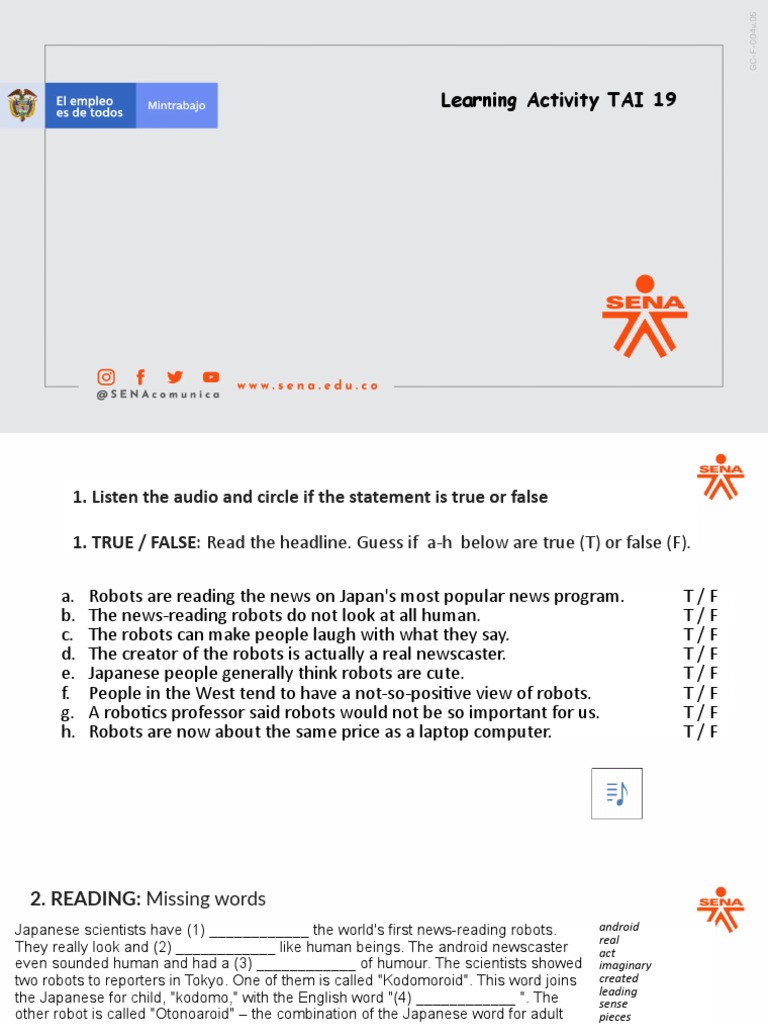 Robots Comprehension | PDF | Android (Robot) | Robot
