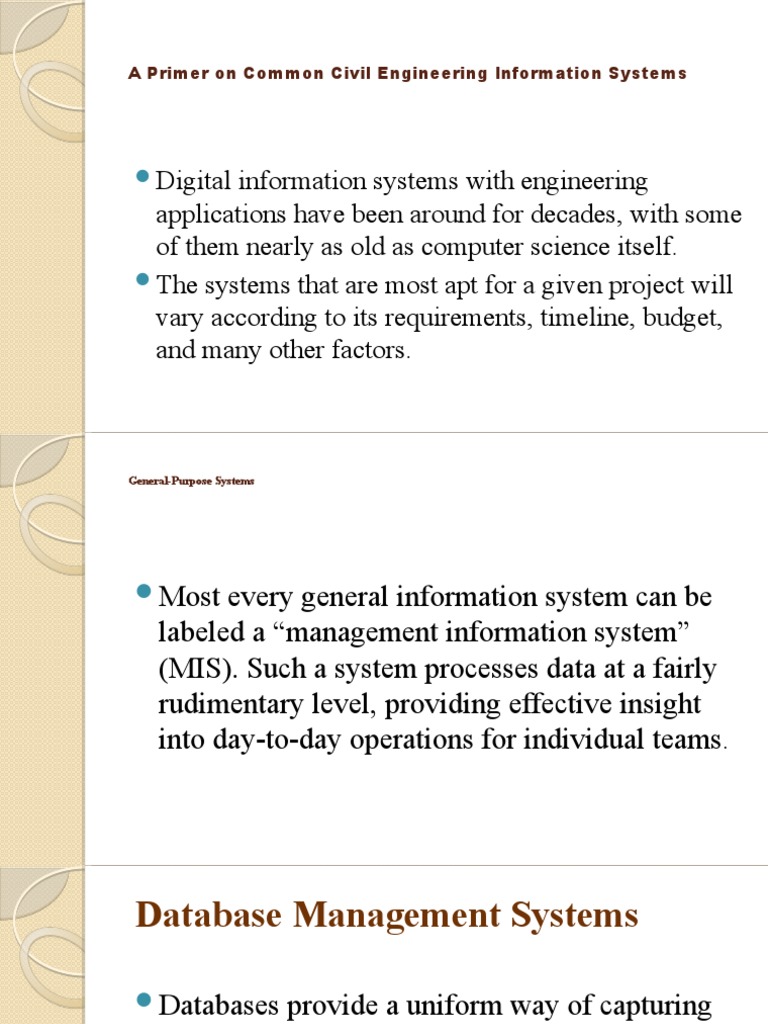 A Primer On Common Civil Engineering Information Systems | PDF ...