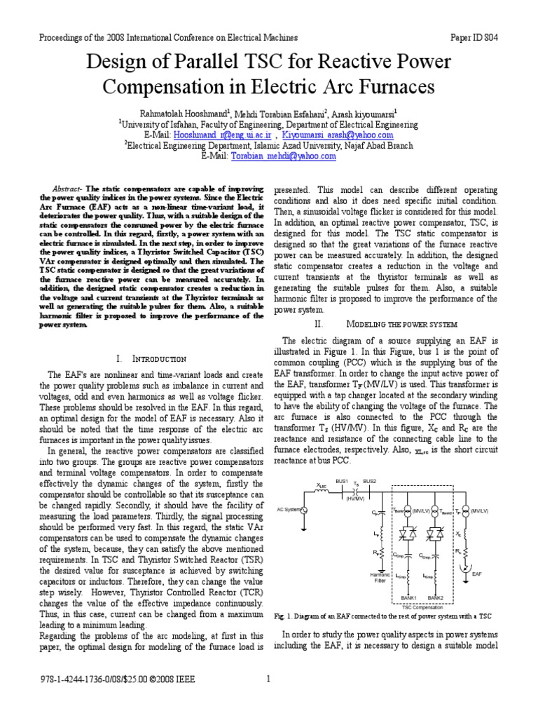 Design of Parallel TSC For Reactive Power Compensation in Electric Arc ...